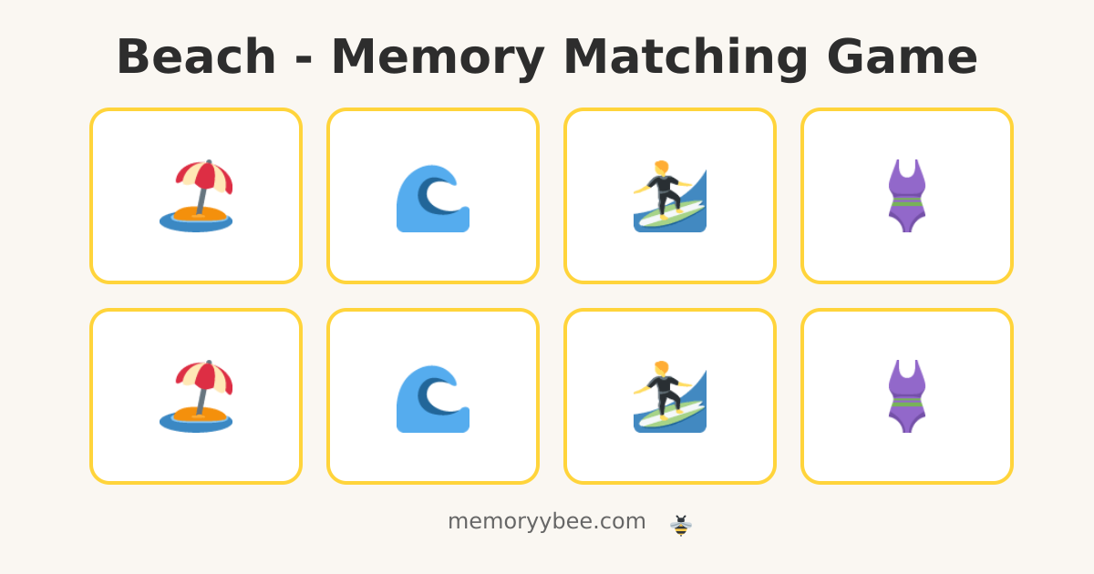 Beach - Memory Matching Game | Memoryy Bee
