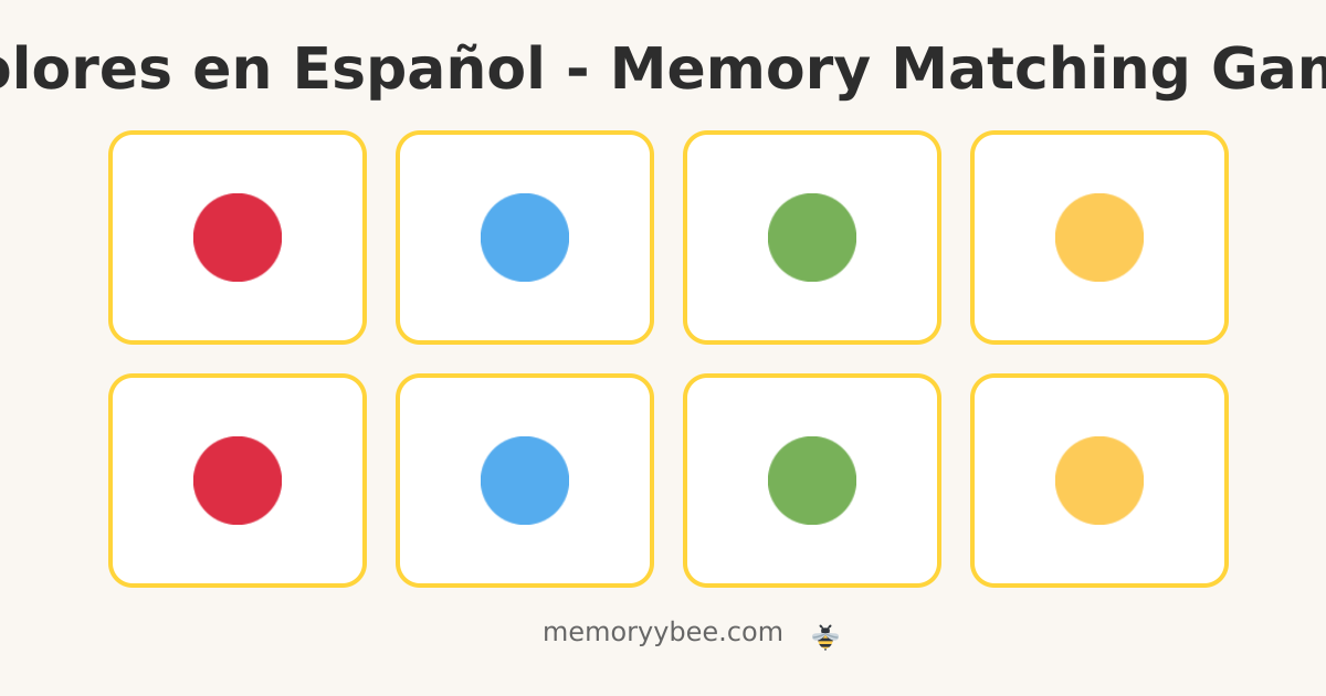 Colores en Español - Memory Matching Game | Memoryy Bee