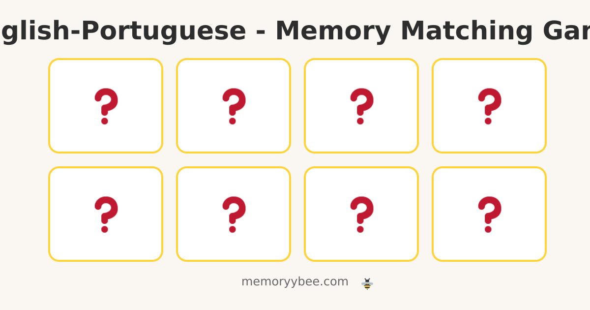 English-Portuguese - Memory Matching Game | Memoryy Bee