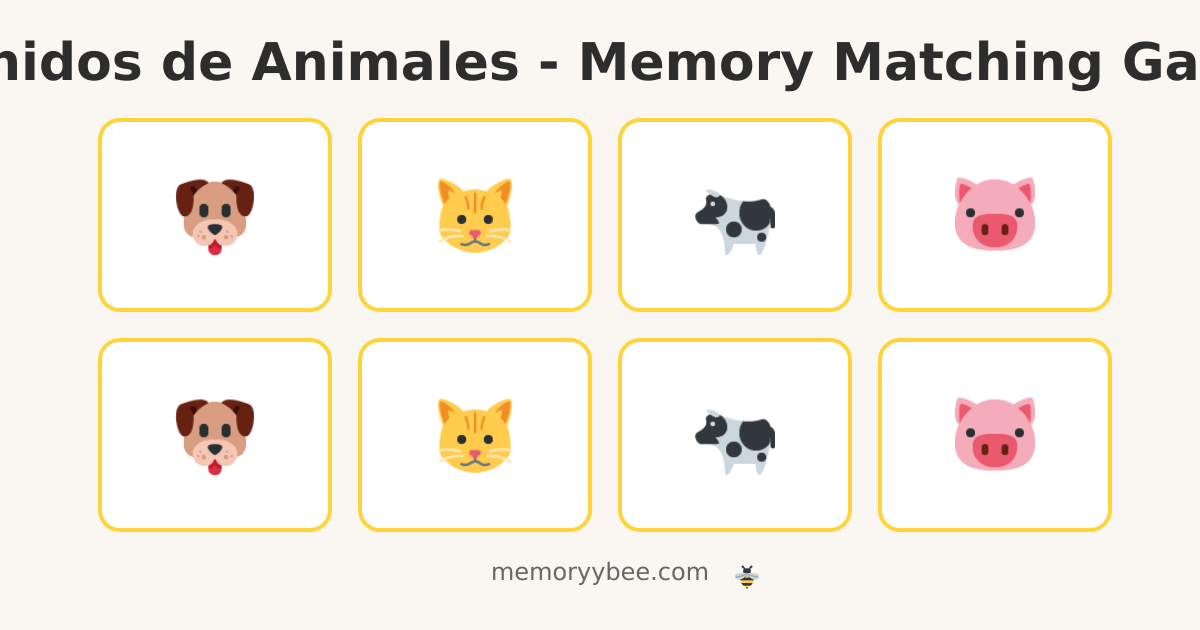 Sonidos de Animales - Memory Matching Game | Memoryy Bee